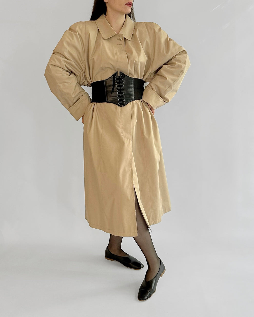 90s Italian Oversized Beige Trench Coat, NOS – Alba Vintage Studio